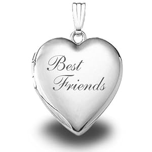 Sterling Silver "Best Friends " Heart Locket 3/4 Inch X 3/4 Inch