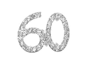 Small Silver Diamante Number 60: Amazon.co.uk: Kitchen & Home