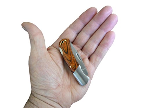 Valtev Small Pocket Knife, Polished Wood Inlay Handle, Quality ...