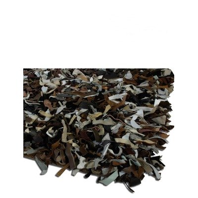 Leather Shag Rug Soft Allover Suede 4’9 Round (EARTH MULTI-WHITE ...