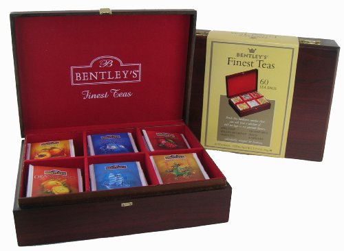 Bentley’s Finest Teas Wood Grain Tea Chest, Variety Pack of 6 Flavors ...