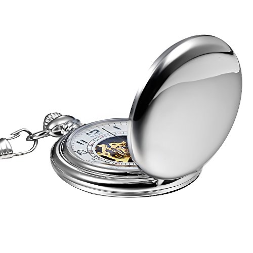 Купить Mudder Classic Smooth Surface Mechanical Silver Pocket Watch ...