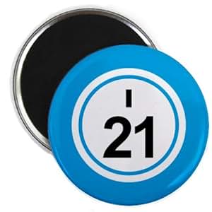 Amazon.com: Bingo Ball I21 TWENTY-ONE Blue 2.25 inch Fridge Magnet ...
