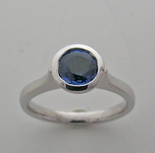 Bezel Set Sapphire Ring 14k White Gold - FindGift.com