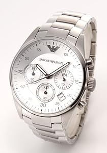 Orologio Emporio Armani Cronografo Uomo acciaio AR5869 quadrante bianco ...