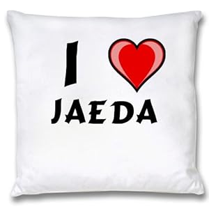 Amazon.com: White Cushion Cover with I Love Jaeda (first name/surname ...