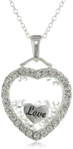 Sterling Silver Floating Crystal "Love" Chain Pendant Necklace, 18" by ...