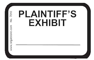 Amazon.com : LegalStore Exhibit Labels "Plaintiff's Exhibit" White ...