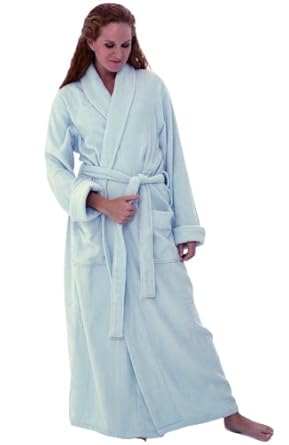 Lightweight Light Blue Terry Velour Bathrobe 100% Cotton 48 Inches Long ...