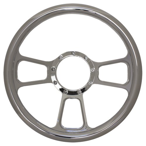 T full billet-style Chrome Aluminum Steering Wheel 14"