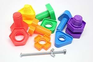 Amazon.com: Large Plastic Nuts and Bolts -Set of 6 - With Metal Fidget ...
