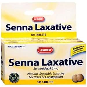 Amazon.com: Leader Senna Laxative Tablets 8.6 mg (100 Count) [Box of 1 ...