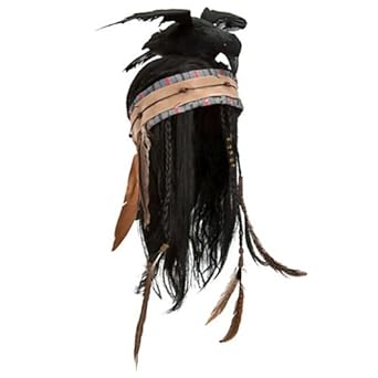 Amazon.com: Lone Ranger TONTO Headdress Full Length Hat Wig with Crow ...
