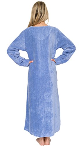 Bath & Robes Women's Cotton Chenille Robe Full Length 3X Sky Blue ...