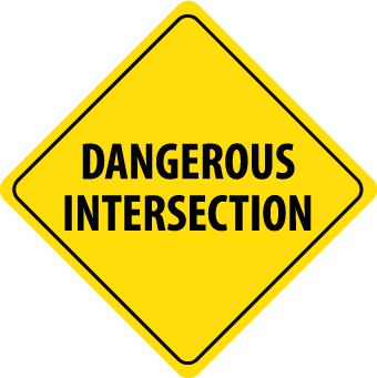 NMC TM209J Traffic Sign, Legend "DANGEROUS INTERSECTION", 24" Length x ...