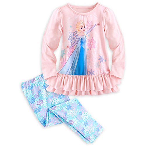 Disney Store Frozen Elsa PJs Ice Queen Long Sleeve 2 Piece Pajamas Size ...