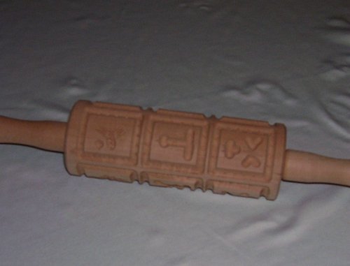 Hand Carved Maple Wood Springerle Rolling Pin 14.5 Inch | OD Center