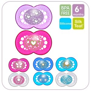 Baby Sale Pack of 2 MAM Crystal Baby Dummies/ Soothers/ Pacifiers 6 ...