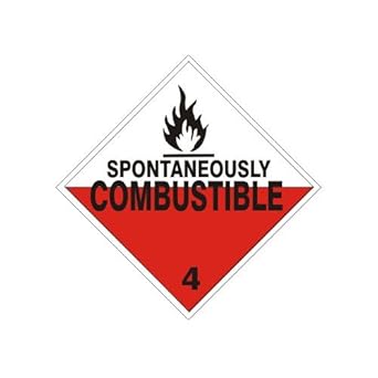 SPONTANEOUSLY COMBUSTIBLE Sign Magnetic Placard Hazard Class 4 10-3 ...