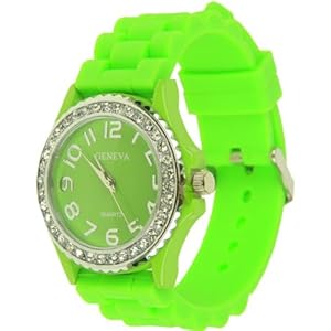 Amazon.com: Ceramic Silicone Watch - Lime Green with CZ: Watches