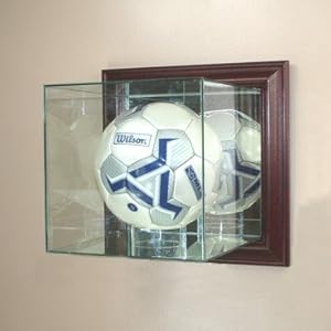 Amazon.com : Wall Mounted Glass Soccer Ball Display Case with Cherry ...