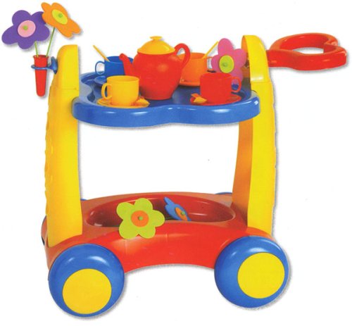 Wooden Toy Kitchen – “Serve’n Play Trolley” 20 Piece Pretend Play Toy ...