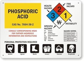 Phosphoric Acid - Health Hazard, Fire Hazard, Specific Hazard ...