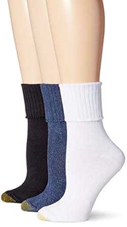 Gold Toe Women's Bermuda Extended Size Sock, Denim/White/Navy, 10-12 ...