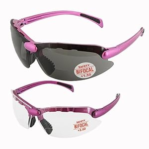C2 PINK Bifocal Safety Glasses Available in Clear or Smoke Lenses and ...