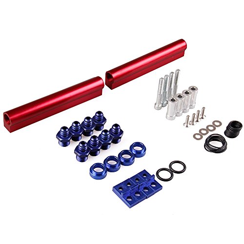Buy Generic High Flow Top Feed Injector Billet Red Color Fuel Rail Kit ...