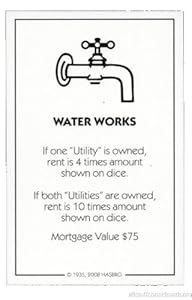 Amazon.com: Genuine Monopoly Classic Water Works Title Deed ...