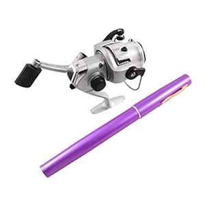 Amazon.com : uxcell® Purple Pen Fishing Rod Pole + 4.3:1 Gear Ratio ...