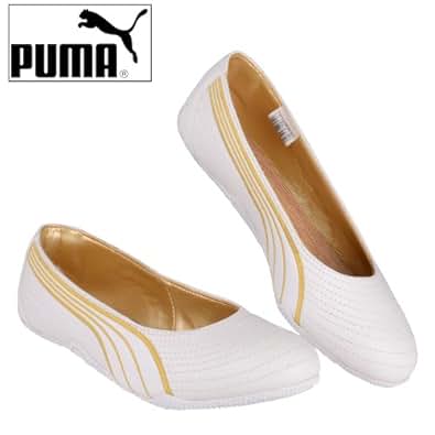 Puma Women's White With Gold Trim Simplice Pump In Size 5: Amazon.co.uk ...