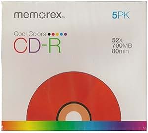 Amazon.com: Memorex Cool Colors CD-R 52X 700MB 80 min (5 Pack): Electronics