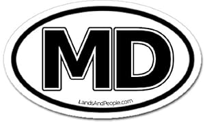 Amazon.com: Maryland MD Car Bumper Sticker Decal Oval Black and White ...