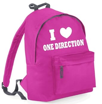 I love one direction' Fuchsia School backpack: Amazon.co.uk: Clothing