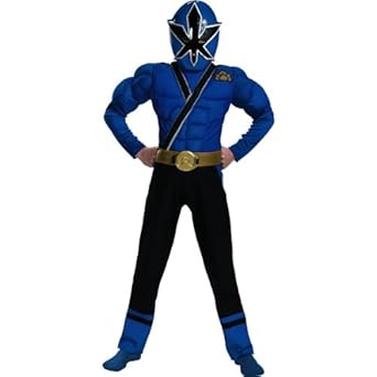 Boys Classic Muscle Blue Power Ranger Samurai Costume Size Medium ...