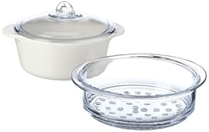 Pyrex Pyroflam RSP100 Steam-Cooking Set Casserole Dish with Glass Lid ...