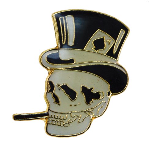 Skull Top hat Cigar Cool Biker hat or lapel pin D42 Apparel Accessories ...