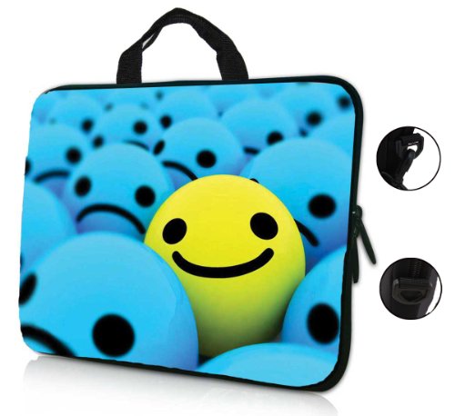 15 15.6 inch Smiley Face Design Laptop Sleeve with Hidden Handle & D ...