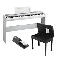 Full Stylish Keyboard Package: Korg SP170s 88-Key White Digital Piano ...