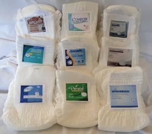 Adult Diapers SAMPLE PACK OF 9 XL SUPER/EXTENDED WEAR/PM Incontinence ...