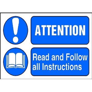 P1530 READ AND FOLLOW ALL INSTRUCTIONS WARNING SAFETY SIGN POSTER PRINT ...