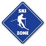 SKI ZONE Sign xing gift novelty water snow skier skiing skis sport ...