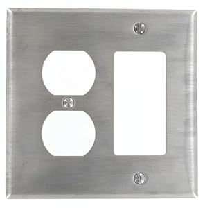 Leviton SJ826-40 2-Gang, Decora, 1-Duplex Receptacle Stainless Steel ...