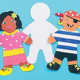 Pack of 12 Cardboard Cut-Out People Shapes to Colour or Decorate 30cm ...