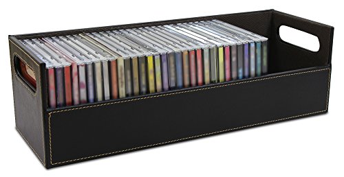 40 CD Storage Rack Stackable Tray Box Faux Leather Space Saver Stylish ...