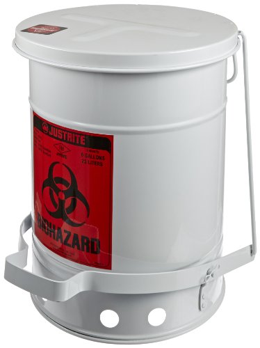 Justrite 05915 SoundGuard Steel Biohazard Waste Container with Foot ...