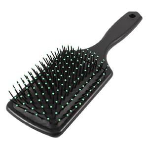Wide Teeth Green Black Plastic Flat Curly Hair Brush Hairbrush 9.2 ...