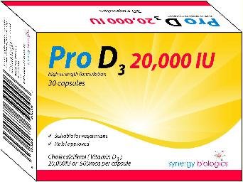 Pro D3 20000 caps, Cholecalciferol (Vitamin D3) 20000 IU (500mcg), 30 ...